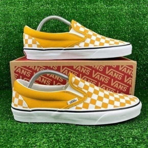Vans | Shoes | New Vans Checkerboard Golden Yellow Classic Slip On ...